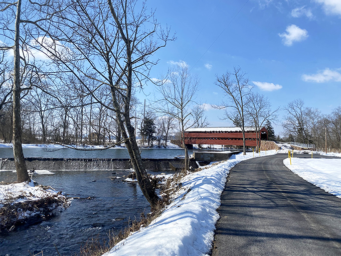 Winter transforms the landscape around Sachs Bridge into a serene wonderland. Even skeptics admit there's something magical about this place.