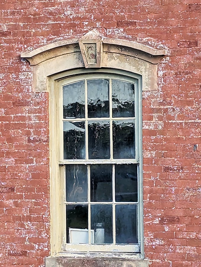 Architectural details frame each window like a portrait, the weathered brick telling stories of harsh Ohio winters and scorching summers.