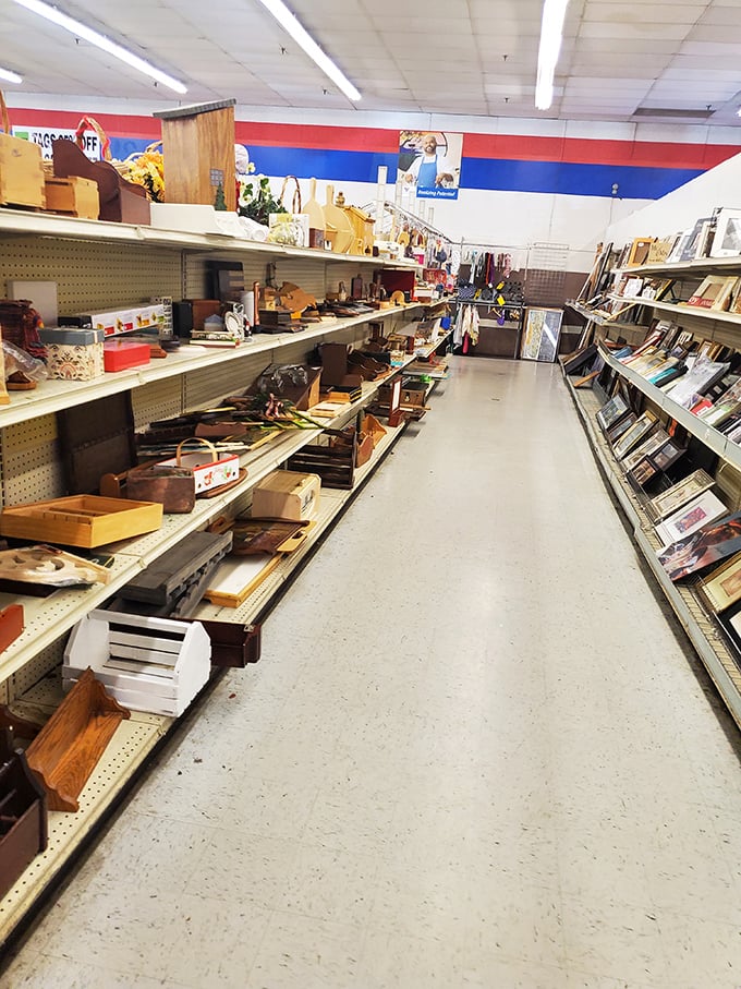 Wooden treasures and picture frames waiting for their second act. One person's "not quite right" becomes another's perfect fit.