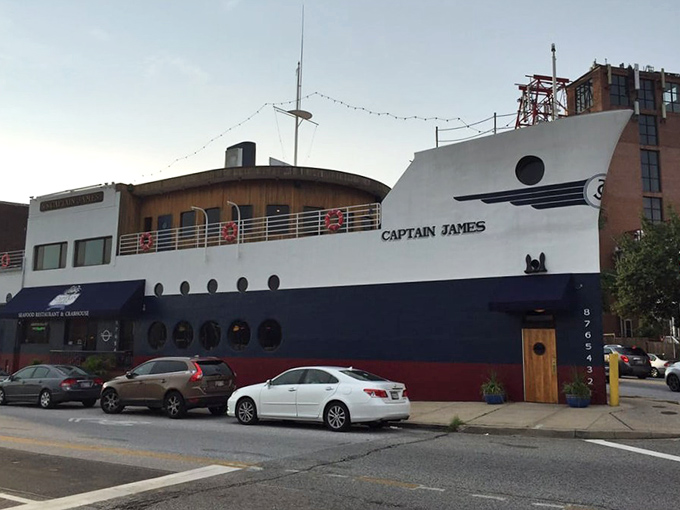 Captain James: part boat, part building, all delicious. This nautical novelty on Boston Street serves seafood worth sailing across town for.
