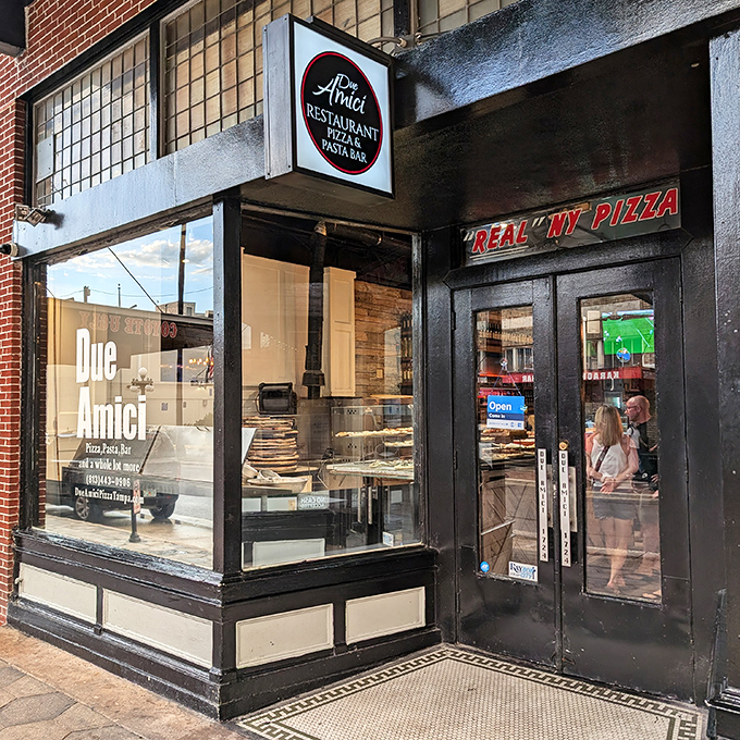 Due Amici's vintage storefront in Tampa's historic Ybor City looks straight out of Little Italy. That "REAL" sign isn't kidding around.