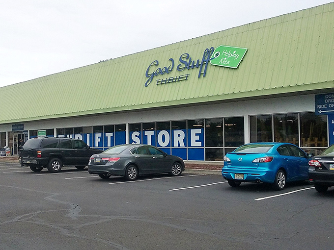 Good Stuff's unmistakable green roof signals "bargains ahead" like a thrift store lighthouse on the retail sea.