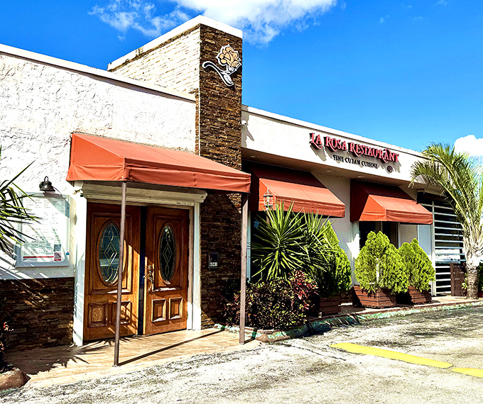 La Rosa's elegant stone accents and coral awnings hint at the care that goes into their traditional Cuban dishes.