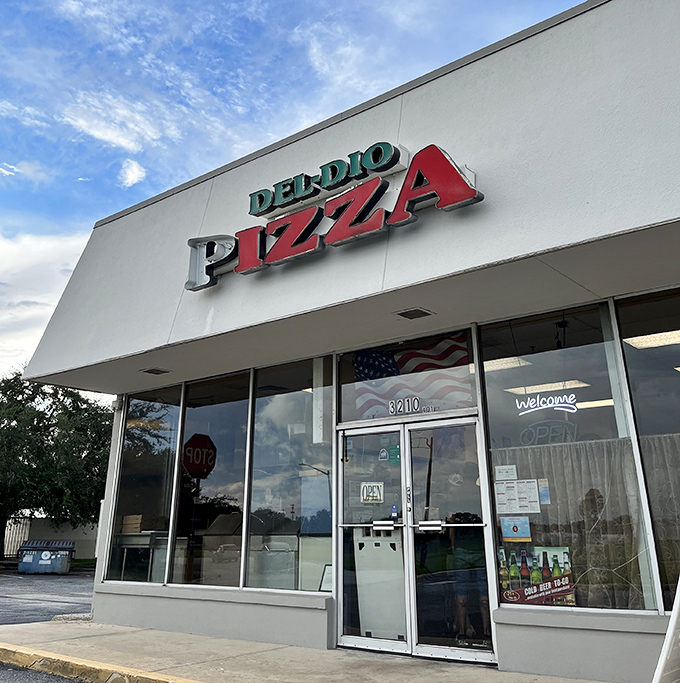 Del-Dio Pizza's straightforward storefront cuts right to the chase. No frills necessary when your pizza has spoken for itself for decades.