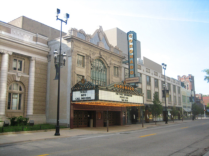 Rockford's historic theater marquee promises entertainment in classic style. When going to shows was an event worth dressing up for!