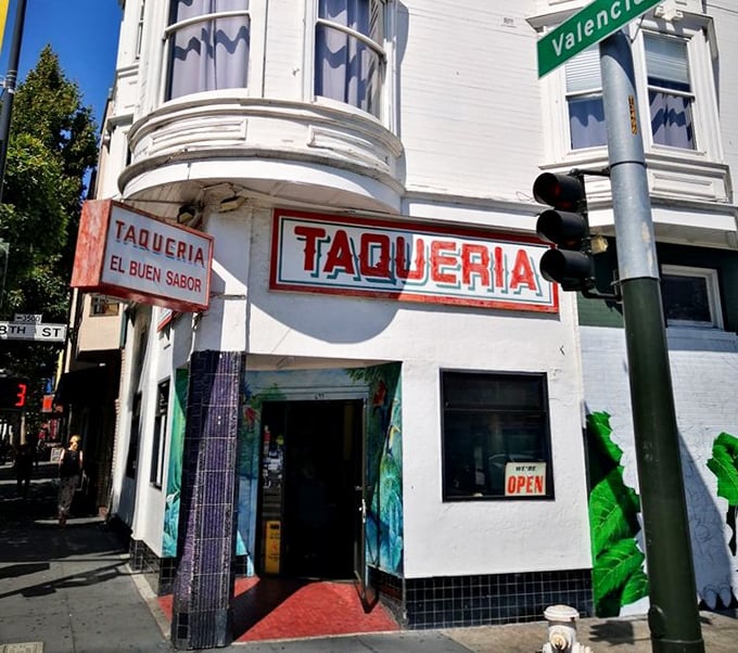 Taqueria El Buen Sabor's corner location and vibrant murals make it a Mission District landmark. Where art meets appetite in the most delicious way!