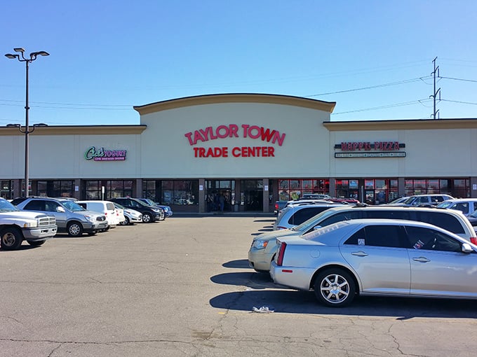 Taylor Town's distinctive curved facade has become a landmark for Michigan's dedicated bargain hunters and collectors.