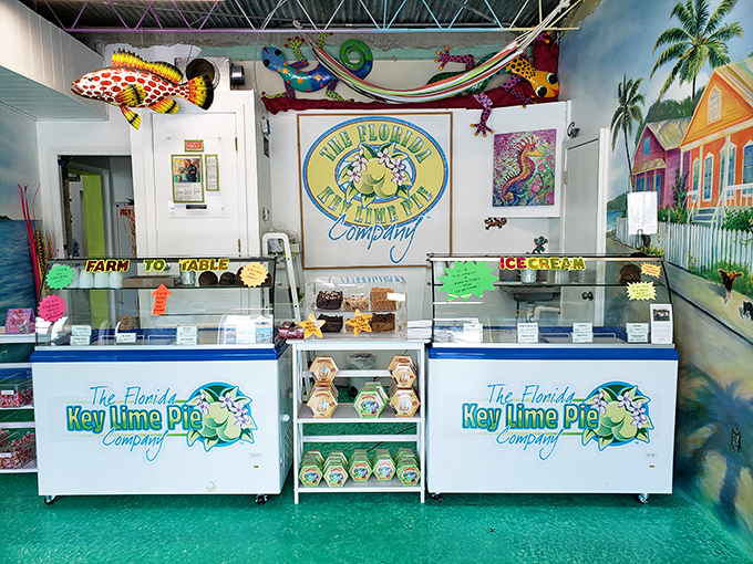 The Florida Key Lime Pie Company's interior is as colorful as its pies are tangy.