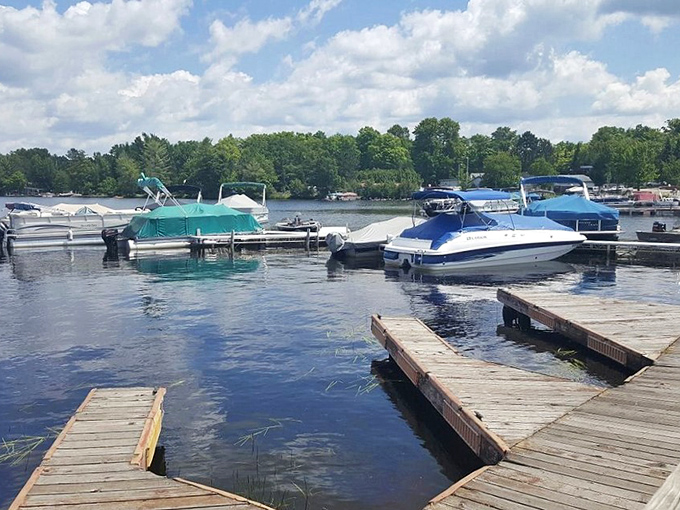 Where Three Lakes' boats gather like old friends catching up at the world's best watering hole.