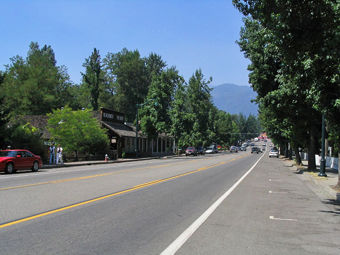Weaverville's main street looks like it was plucked from a Western film set, complete with historic storefronts and mountain views.