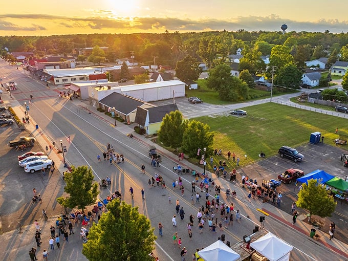 White Cloud's main street during a community event proves small towns know how to turn a road into a living room.