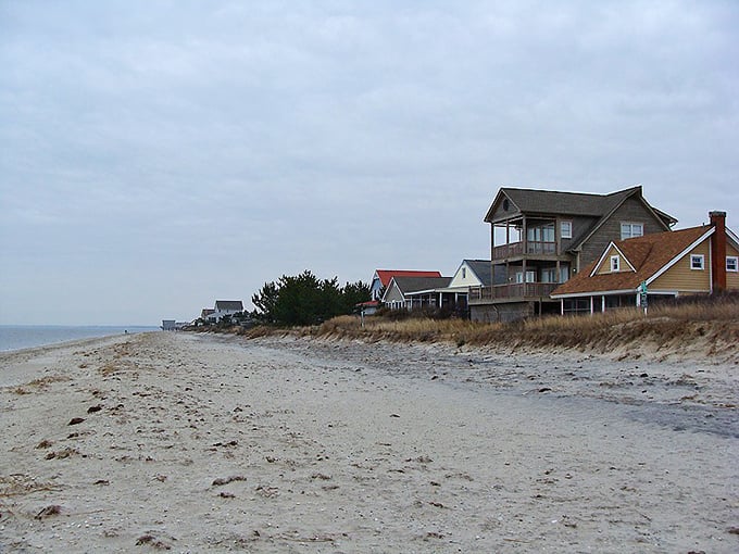 Beach homes at Broadkill stand on stilts, as if tiptoeing to get a better view of the magnificent bay.
