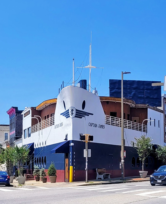 The ship that never sails but always satisfies. Captain James proves Baltimore's quirkiest restaurant building houses seriously good seafood.