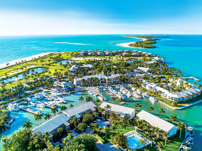 Captiva's marina dotted with boats ready for adventure. Where the water taxi is the preferred commute.