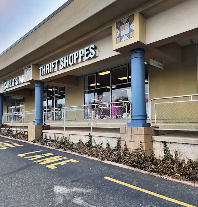 The cheerful red shield reminds you that great shopping can also do great good.