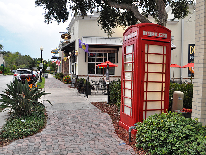 That red British phone booth isn't the only European touch in affordable Dunedin—it's a Florida retirement spot with international flair and local prices.