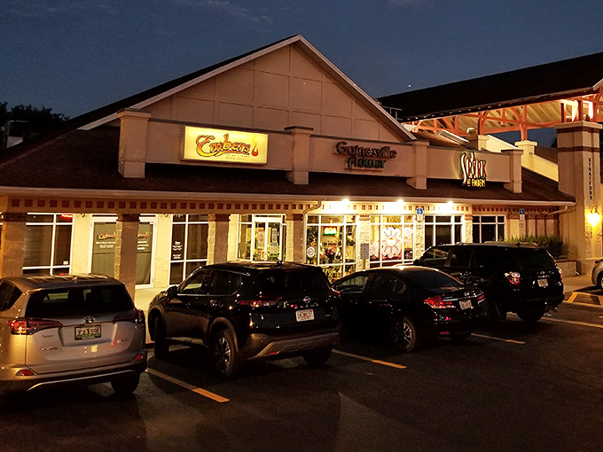 As evening falls, Embers glows with promise. That warm light isn't just electricity &ndash; it's the anticipation of perfectly grilled beef.