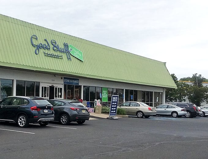 This cheerful green building houses enough potential projects to keep DIY enthusiasts busy until next season's donations arrive.