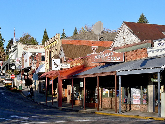 The Nevada Club and other historic establishments line Grass Valley's main street. Where Social Security checks can support a charming foothill lifestyle.