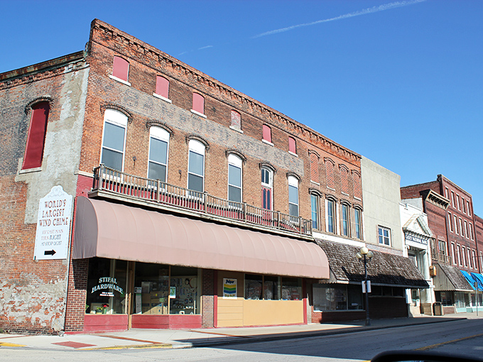 Greenup's colorful buildings stand like soldiers in a row, their history preserved in every carefully maintained detail.
