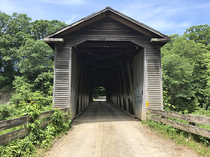 Nature slowly reclaims the edges of this historic crossing. The perfect metaphor for time's gentle persistence.