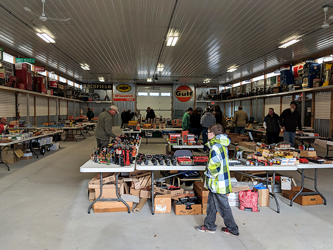Treasure hunter's paradise! This eclectic display at Jake's Flea Market proves that one person's random collection becomes another's must-have find.