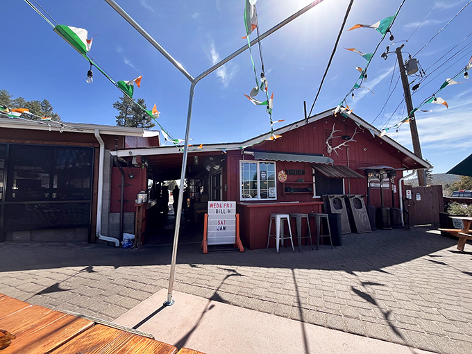 Surrounded by pines and mountain air, this unassuming sign marks the spot for wood-fired pizza worth the journey.