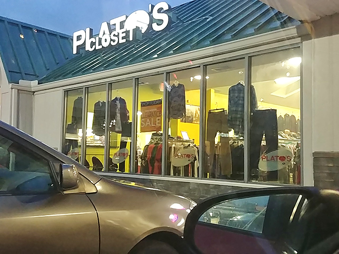 The bright interior of Plato's Closet glows like a beacon for fashion-forward shoppers who know style doesn't require a big budget.
