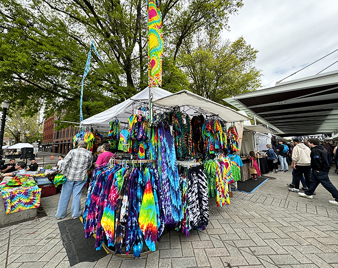 Tie-dye dreams and artisan schemes! This outdoor market captures Portland's creative spirit in every colorful booth.