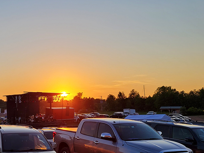 Golden hour at the drive-in&mdash;when the sun sets, the projector fires up, and everyday life fades like credits rolling.