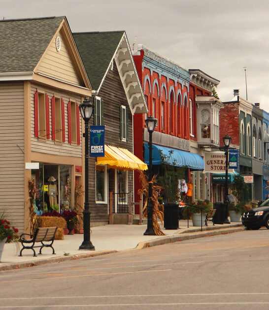 charming town michigan postcard ftr