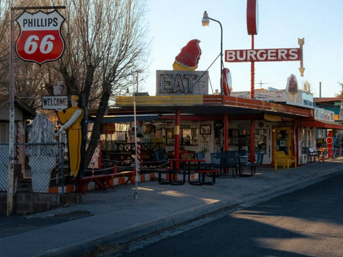 Route 66 nostalgia comes alive at Delgadillo's Snow Cap, where the "EAT" sign isn't just a suggestion—it's practically a moral obligation.