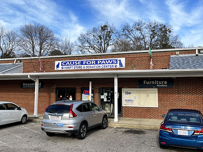 The unassuming brick exterior of Cause for Paws hides a wonderland of treasures within. Like finding the wardrobe to Narnia, but with vintage furniture instead of snow.