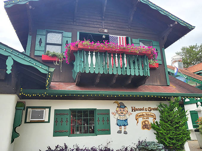 The storybook comes to life! Hansel & Gretel Candy Kitchen's Bavarian-style exterior, complete with flower boxes and green shutters, looks plucked from a German fairytale.