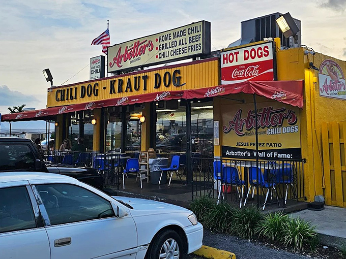 That bright yellow facade isn't just eye-catching &ndash; it's a beacon calling all hot dog lovers home.