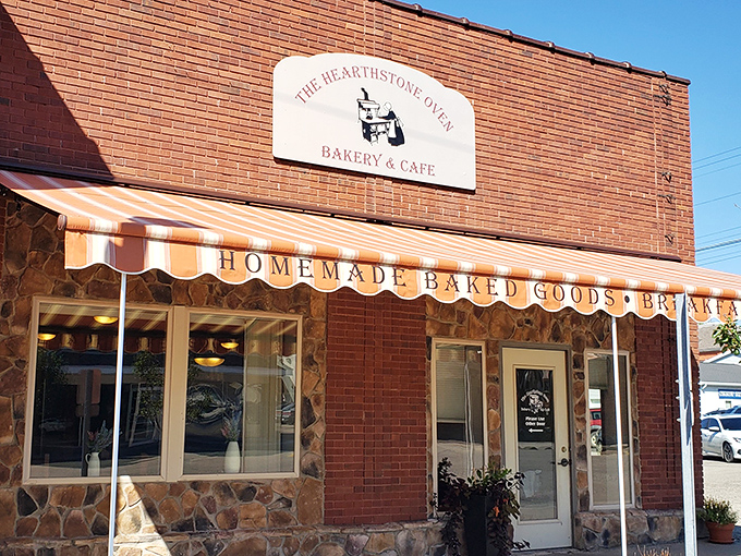 The brick fortress of flavor! The Hearthstone Oven's charming exterior promises homemade delights within its welcoming walls. 