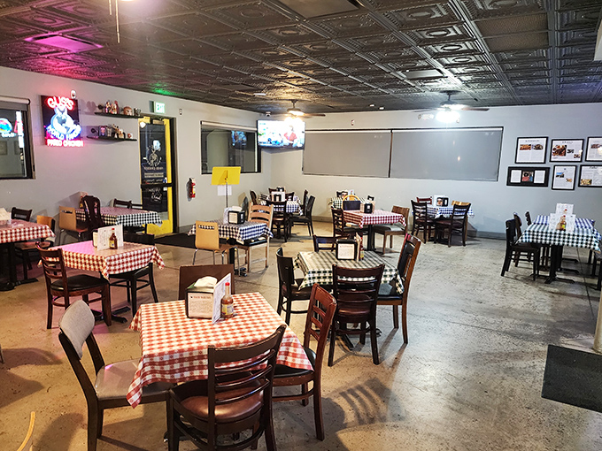 The bold red and green signage against that stark white exterior is like a beacon calling to chicken lovers everywhere. Resistance is futile.