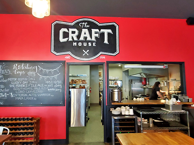 The Craft House's welcoming exterior beckons hungry travelers like a lighthouse for the gastronomically adrift.