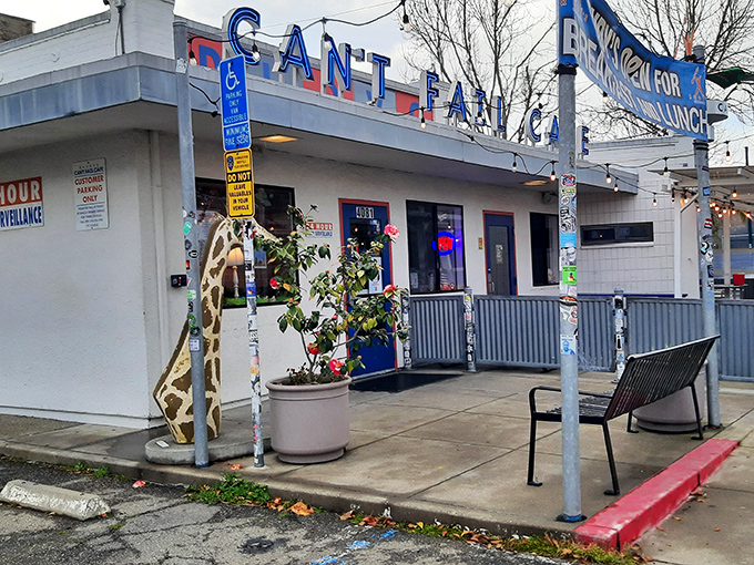 That blue neon sign isn't just illuminating the night&mdash;it's broadcasting a siren call to breakfast lovers everywhere. The perfect beacon for hungry souls.