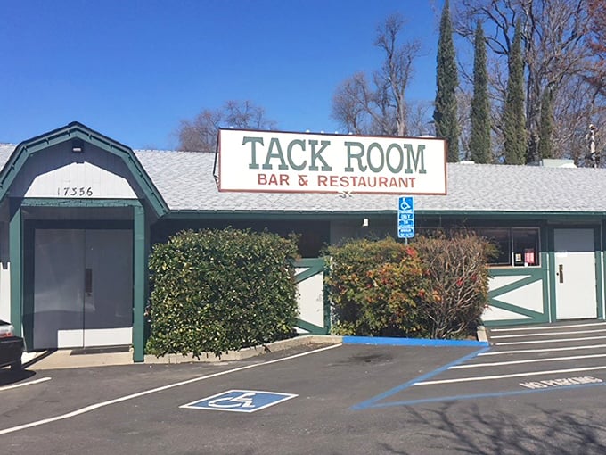 The unassuming exterior of Tack Room hides culinary treasures within—like finding a winning lottery ticket in your winter coat pocket.