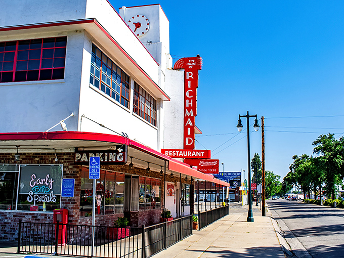 That iconic red neon sign against Lodi's blue sky isn't just advertising &ndash; it's a beacon of hope for hungry travelers seeking authentic diner magic.