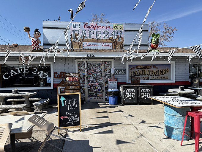 Where desert highways meet delicious destiny. Cafe 247 stands proudly at the crossroads of nowhere and everywhere, beckoning hungry travelers with its unassuming charm.