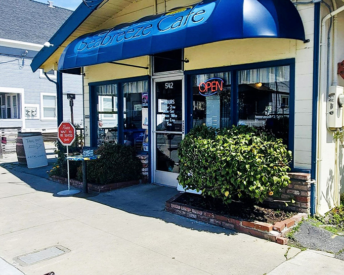 The blue awning beckons like an old friend, promising comfort food and zero pretension. Santa Cruz mornings start here.