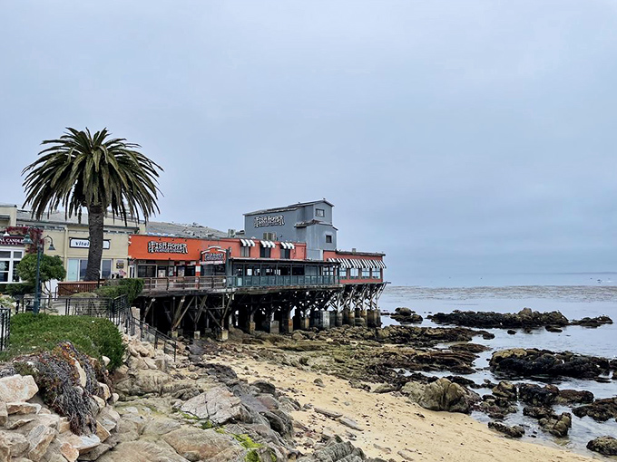 Perched dramatically over Monterey Bay, Fish Hopper looks like it might slide into the Pacific after one good wave. Thankfully, it's sturdier than it appears!