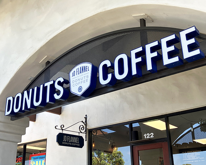 The storefront beckons like a lighthouse for the sugar-deprived. JD Flannel's classic signage promises sweet salvation in San Juan Capistrano.