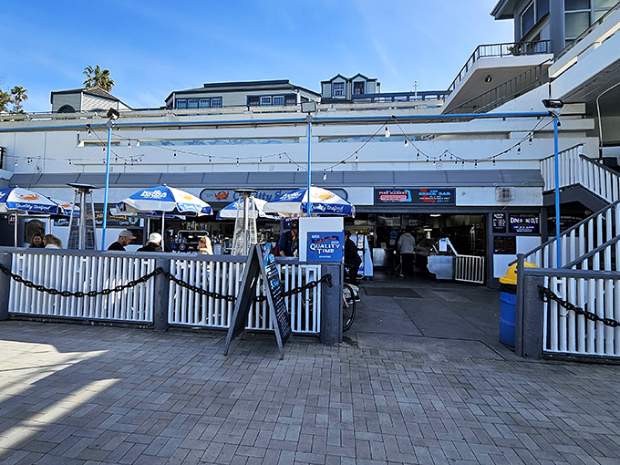 The unassuming entrance to seafood paradise. No fancy frills needed when the ocean's bounty speaks for itself.