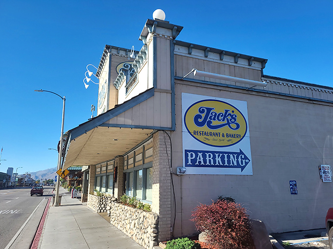 Jack's Restaurant stands proudly on Bishop's main street, promising culinary adventures behind its welcoming Western facade.