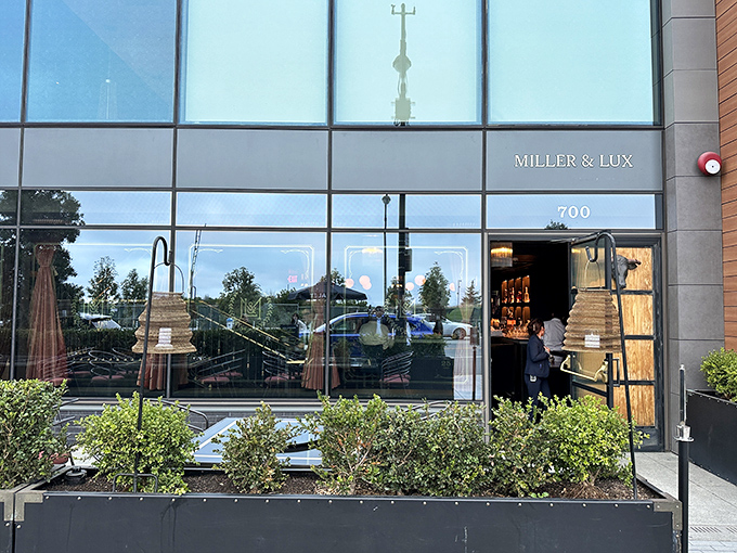 The sleek exterior of Miller & Lux beckons with promise, like finding a secret passage to culinary nirvana in San Francisco's bustling Chase Center area.
