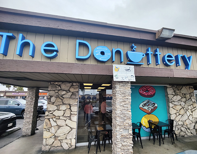 The stone-accented exterior of The Donuttery beckons like a siren song to donut lovers across Huntington Beach.
