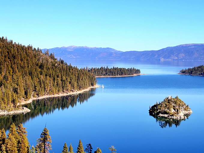Mother Nature showing off her best work&mdash;Emerald Bay's impossibly blue waters cradle Fannette Island like a precious jewel in California's alpine crown.